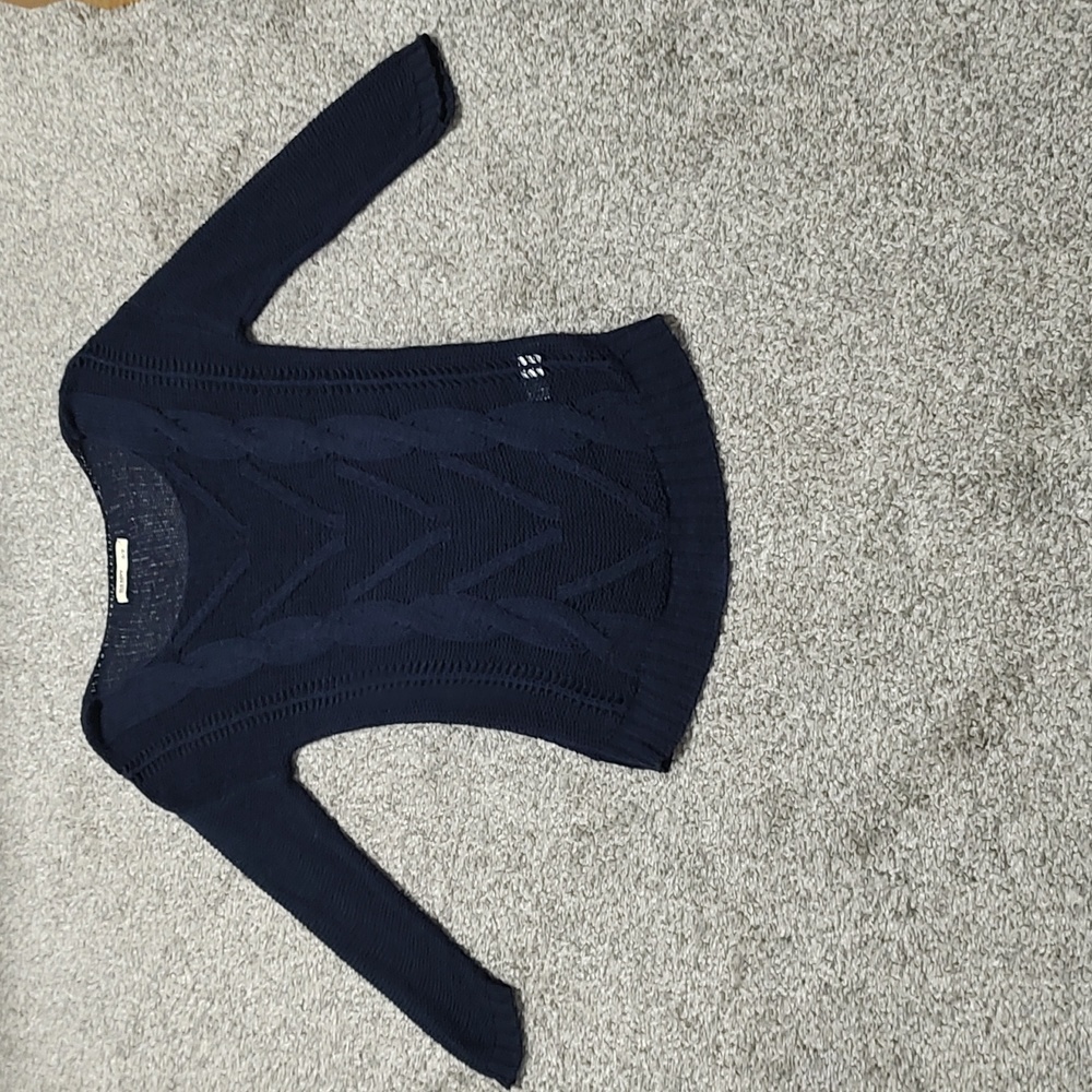 Navy Crochet Boat Neck Top - Gem